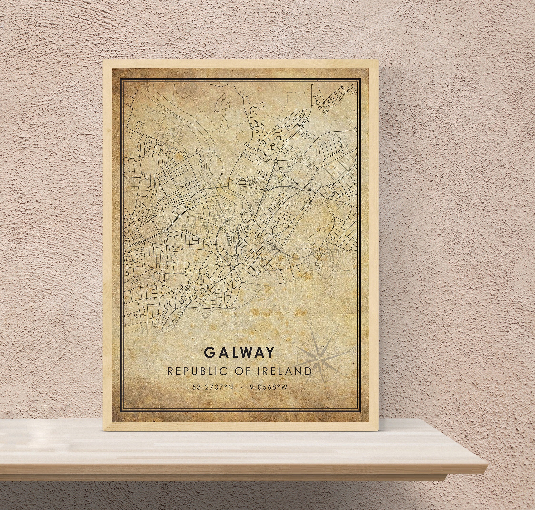 Galway Vintage Map Print Galway Map Ireland Map Art | Etsy
