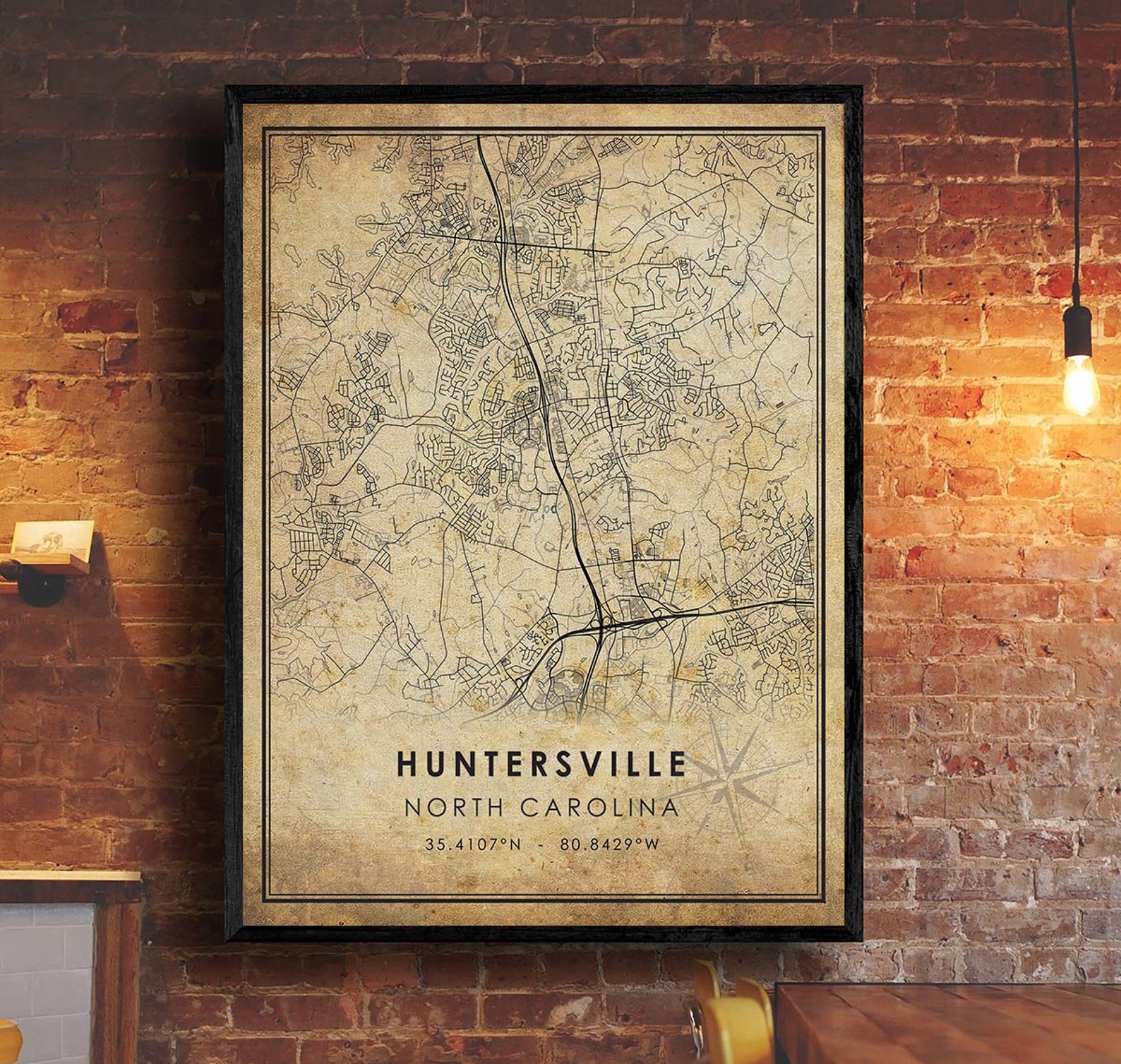 Huntersville Map Print Huntersville Map North Carolina Map | Etsy