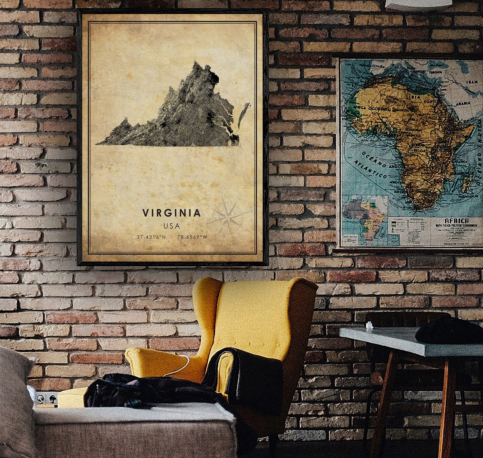 Virginia Vintage Map Print Virginia Map Virginia Map Art | Etsy