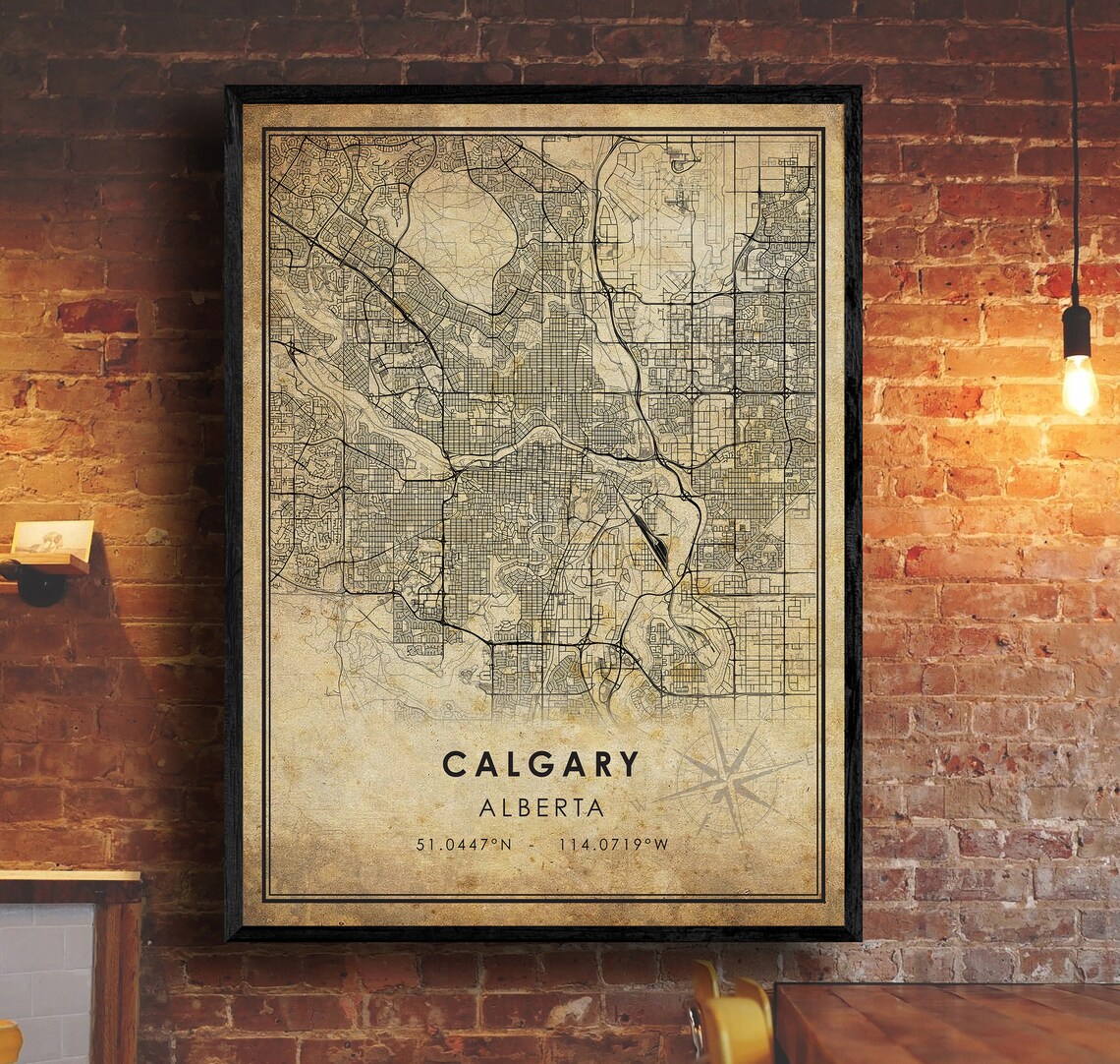 Calgary Vintage Map Print Calgary Map Canada Map Art | Etsy