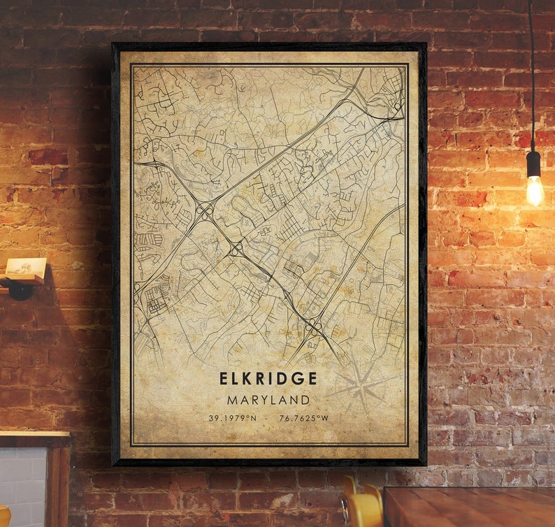 Elkridge Vintage Map Print Elkridge Map Maryland Map Art | Etsy