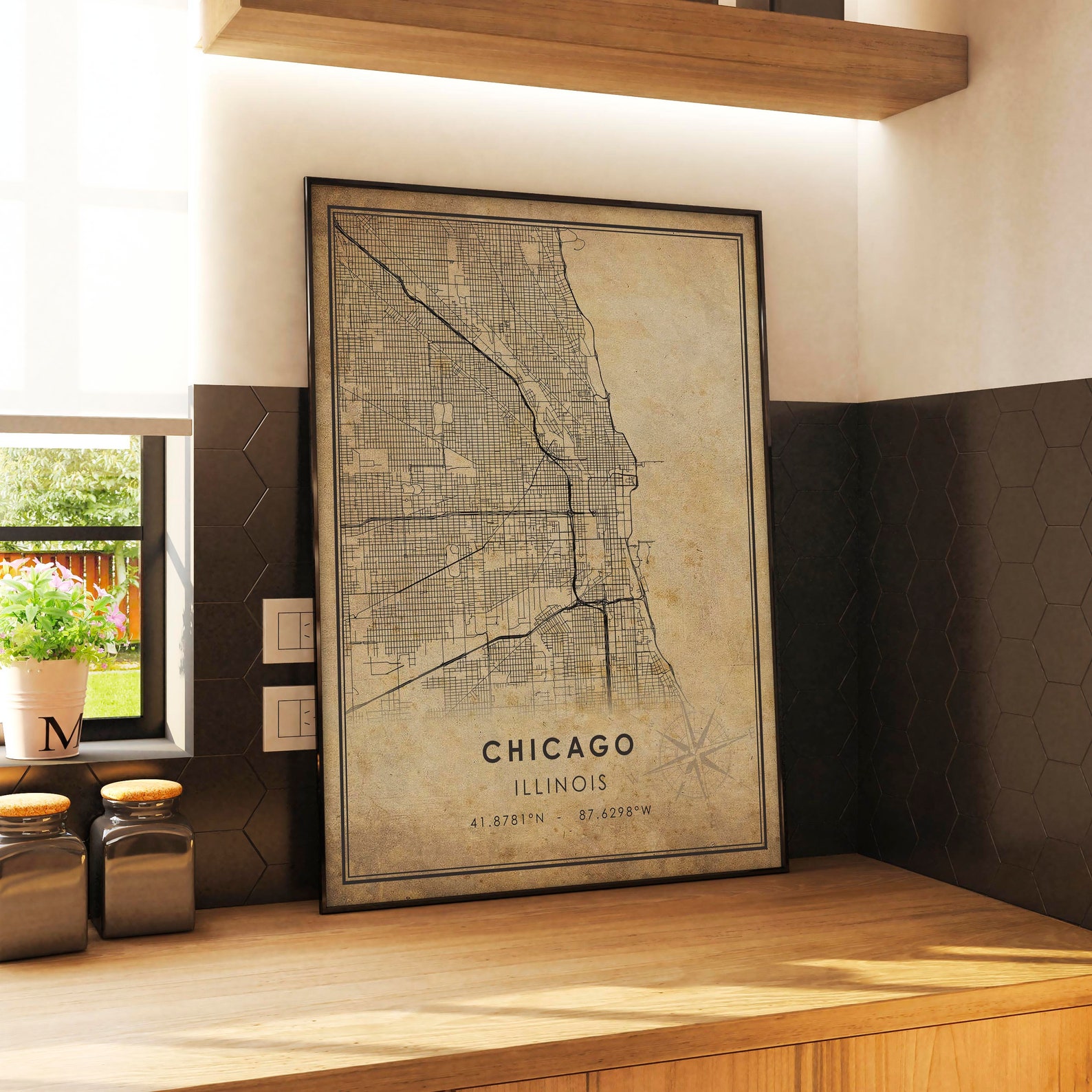 Chicago Vintage Map Print Chicago Map Illinois Map Art - Etsy