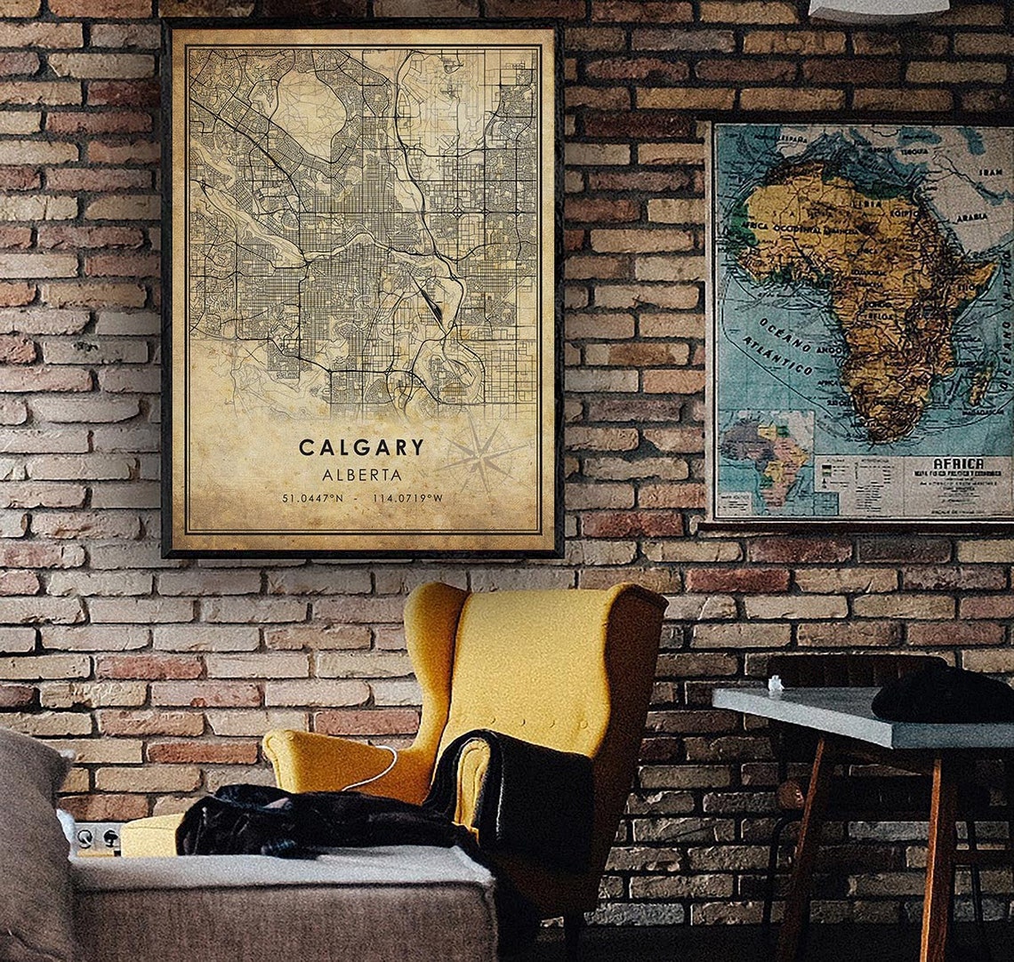 Calgary Vintage Map Print Calgary Map Canada Map Art - Etsy