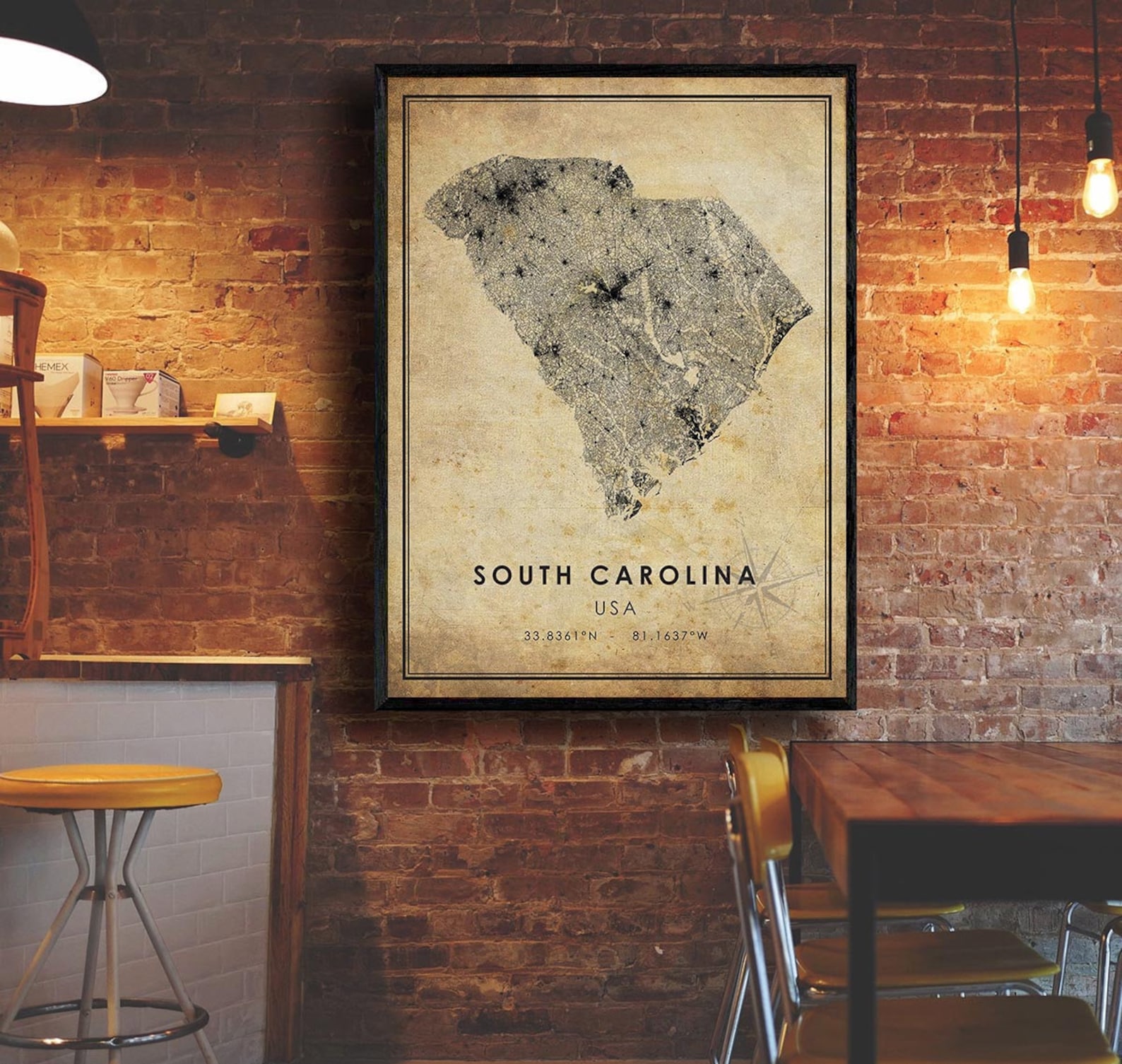 South Carolina Map Print South Carolina Map USA Map Art - Etsy