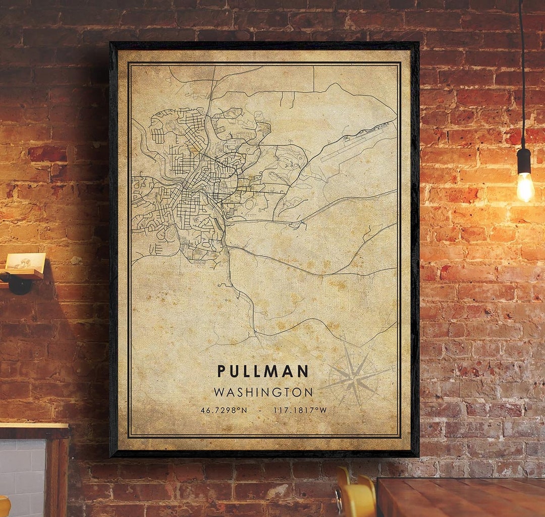 Pullman Map Print | Pullman Map | Washington Map Art | Pullman City ...