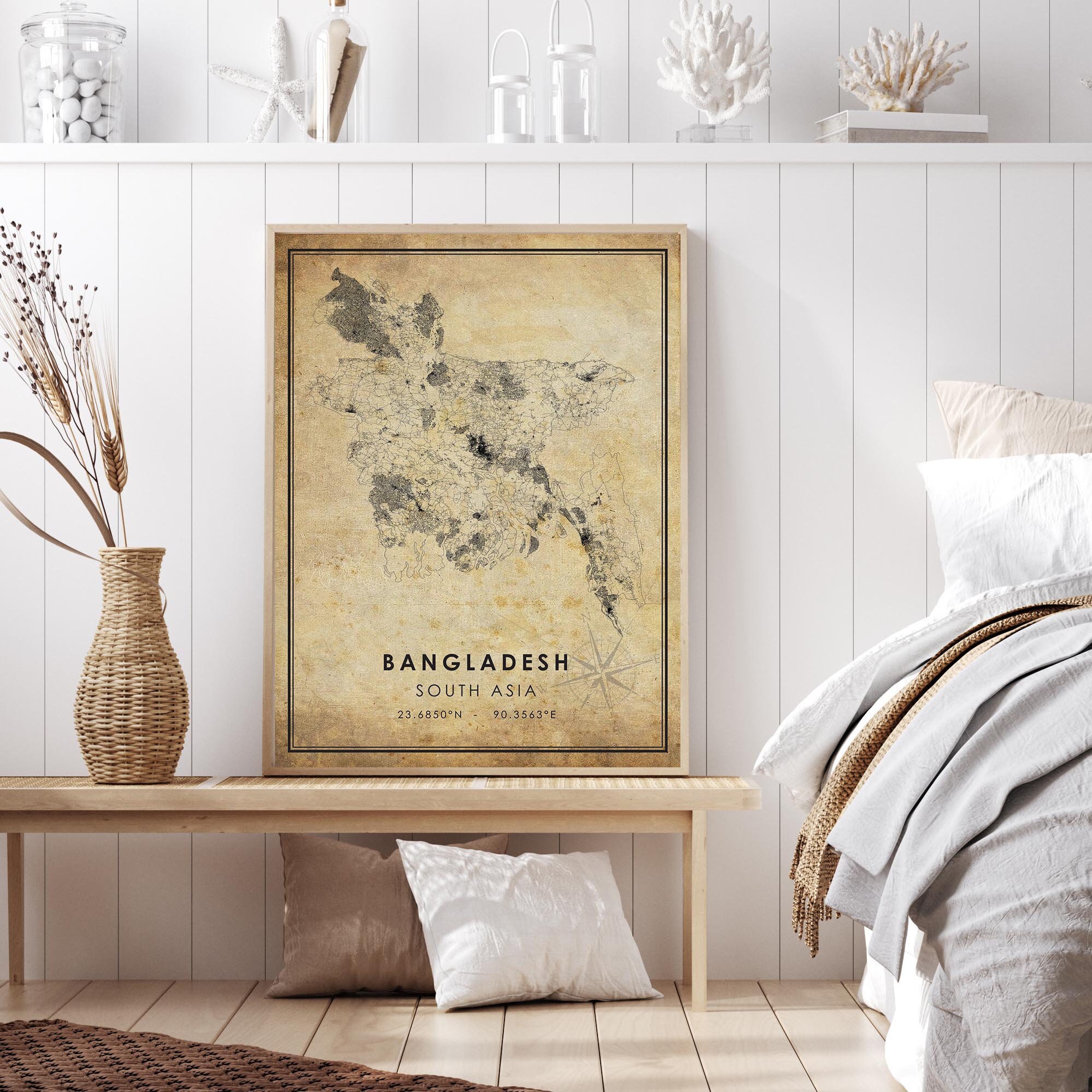 Bangladesh Vintage Map Print Bangladesh Map Bangladesh Map - Etsy