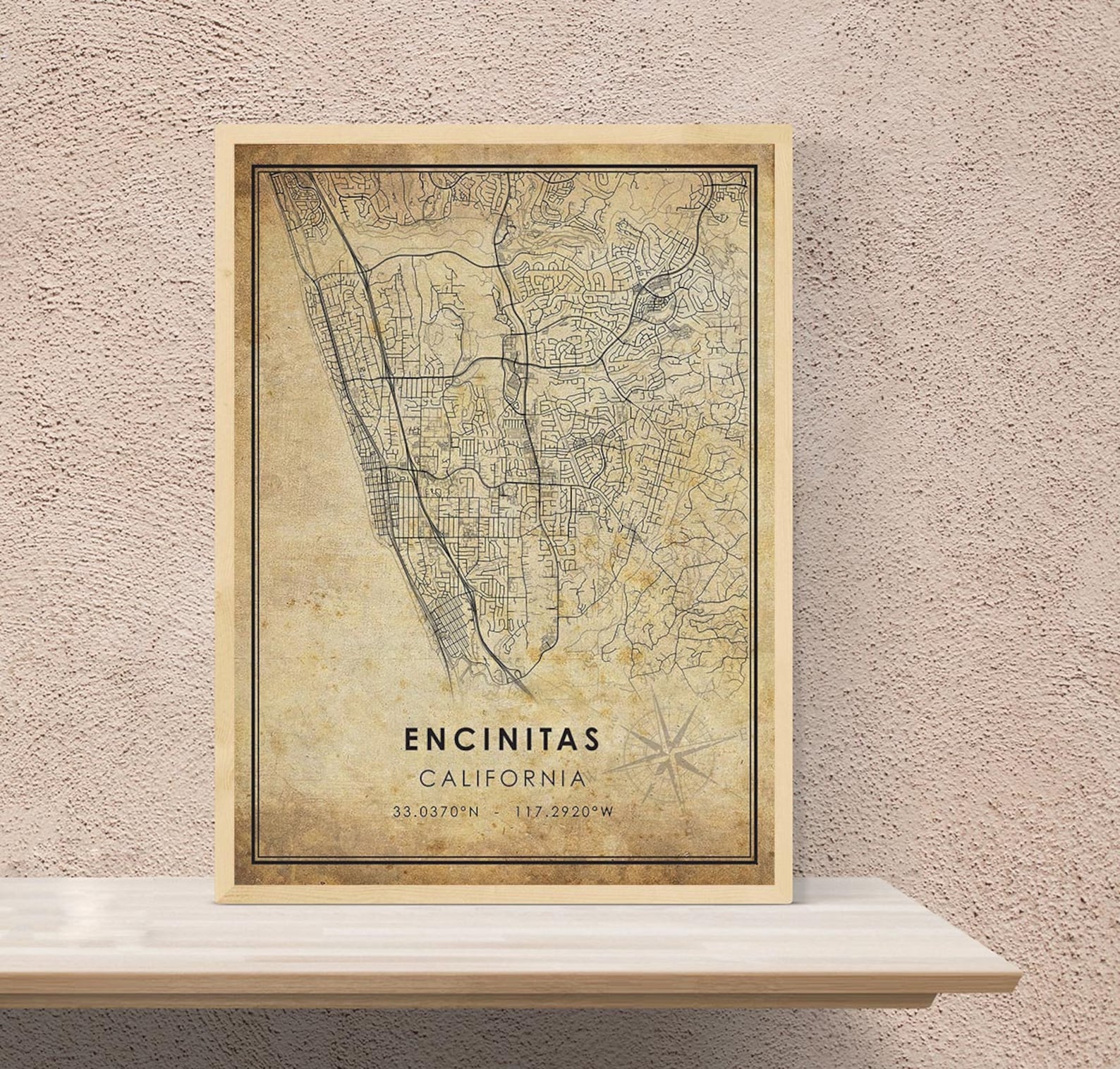Encinitas Map Print Encinitas Map California Map Art | Etsy
