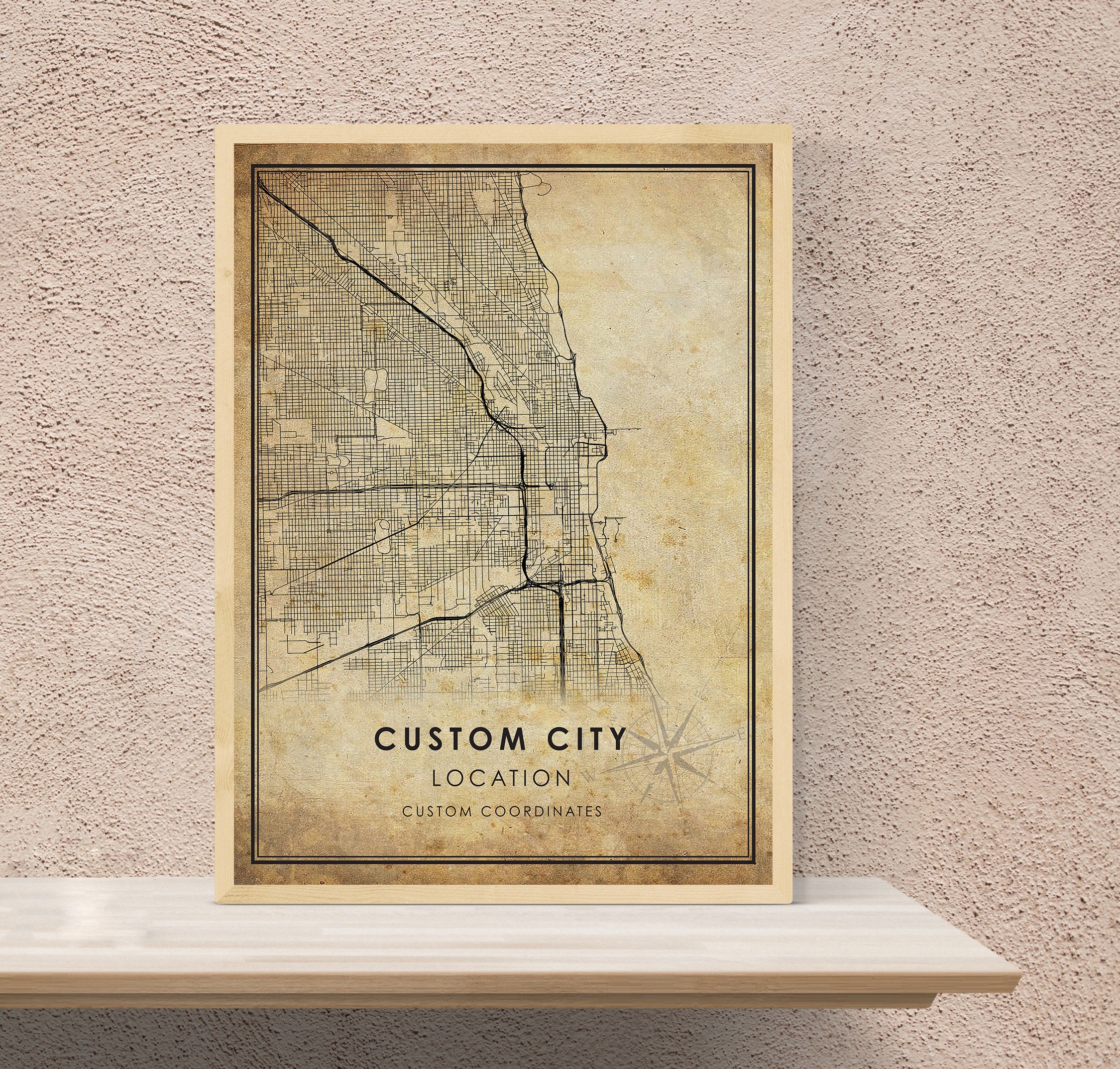 Custom City Vintage Map Print Custom Map Custom Map Art Etsy
