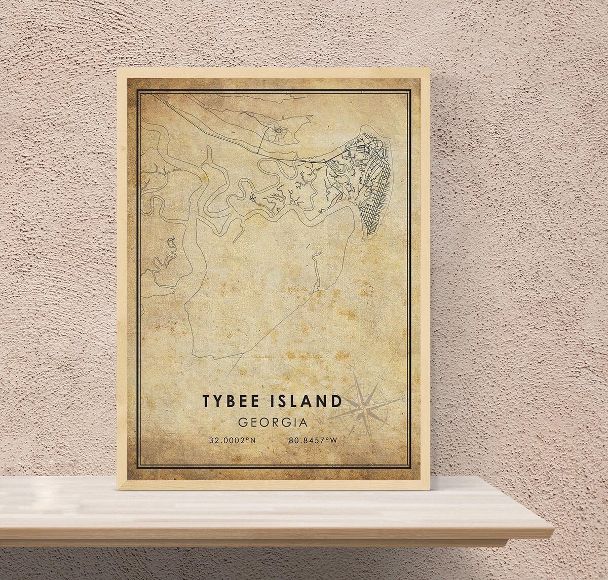 Tybee Island Map Print Tybee Island Map Georgia Map Art | Etsy
