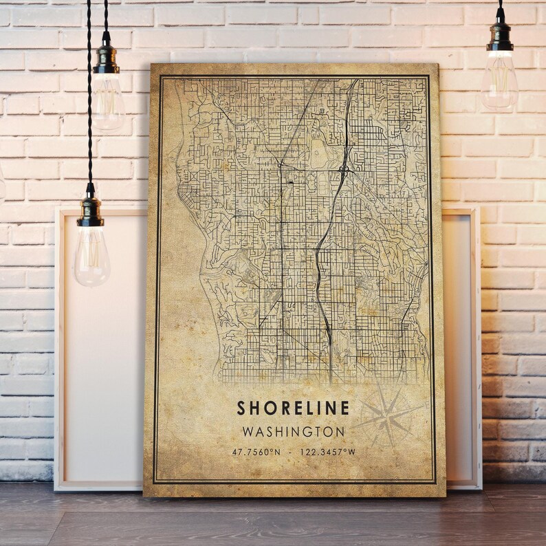 Shoreline Map Print | Shoreline Map | Washington Map Art | Shoreline ...