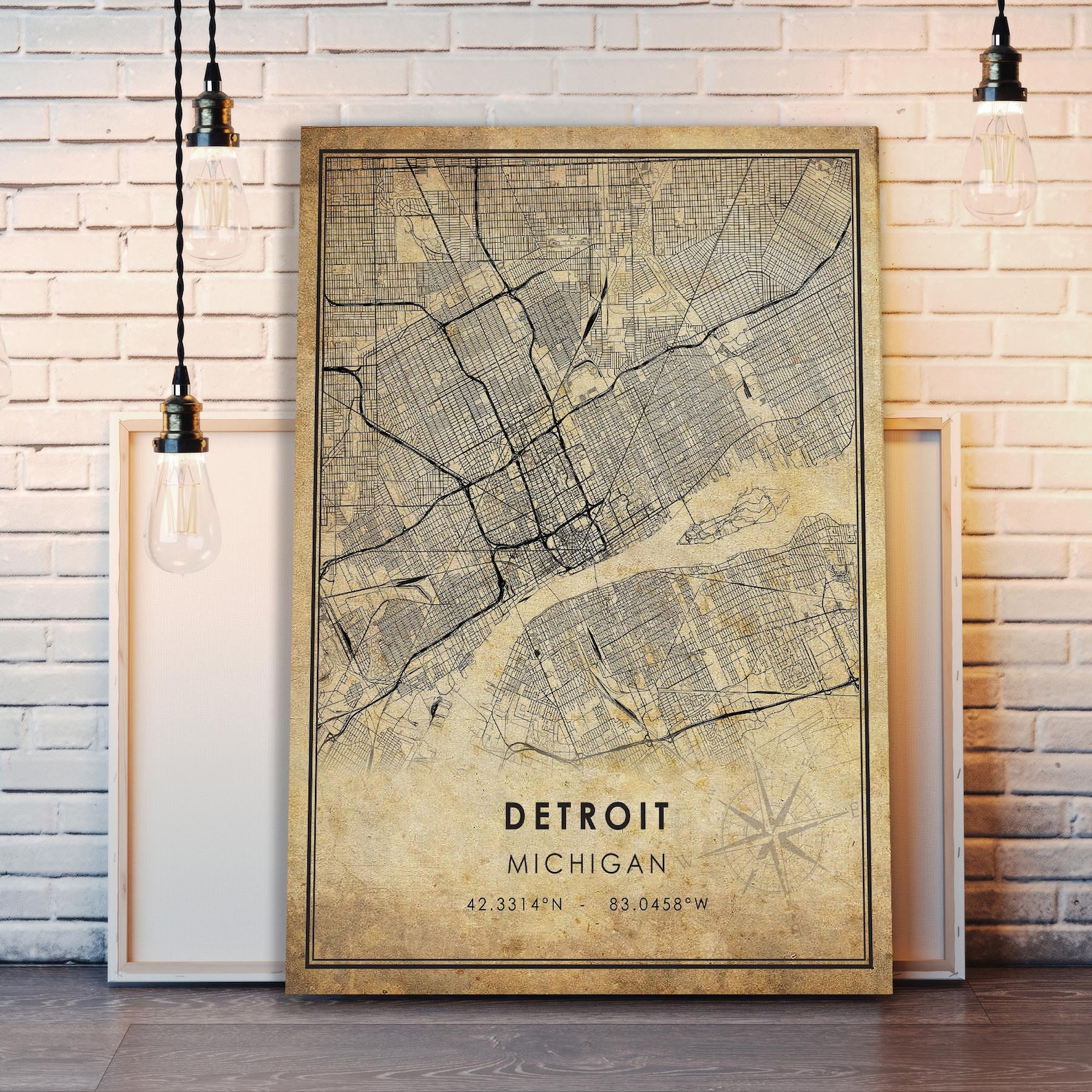 Detroit Vintage Map Print | Detroit Map | Michigan Map Art | Detroit ...