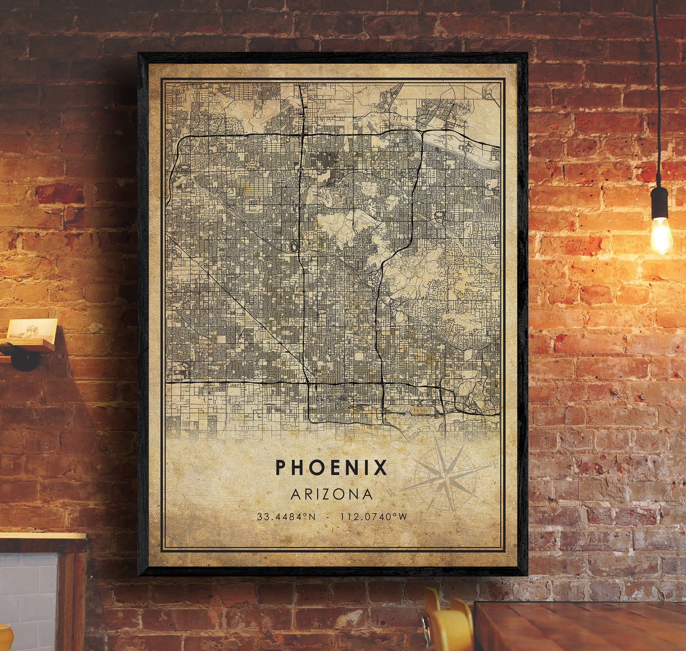 Phoenix Vintage Map Print Phoenix Map Arizona Map Art | Etsy