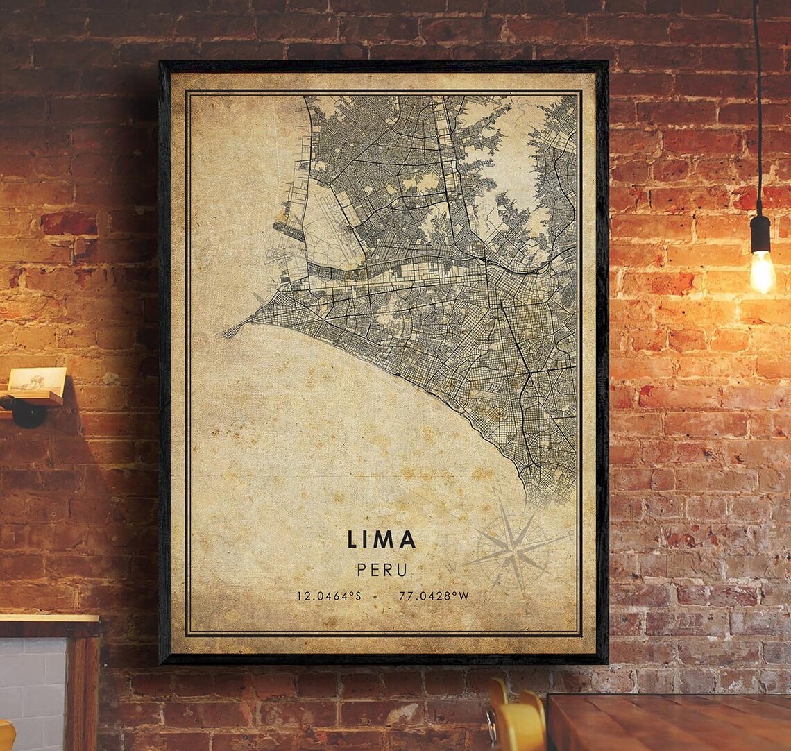 Lima Vintage Map Print Lima Map Peru Map Art Lima City - Etsy