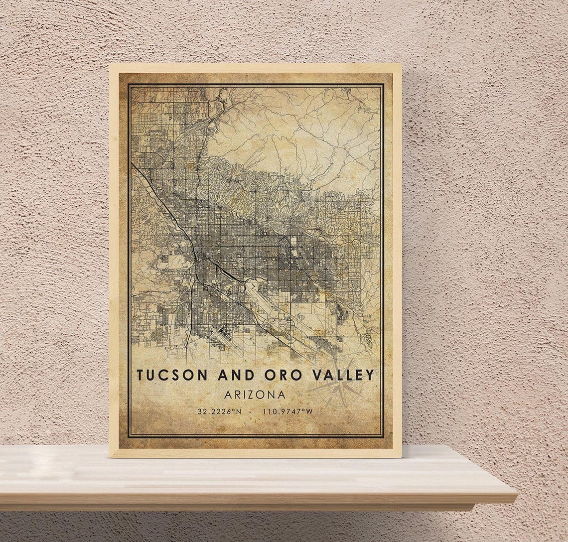 Tucson and Oro Valley Map Print Tucson and Oro Valley Map | Etsy