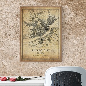 Quebec City Vintage Map Print Quebec City Map Canada Map | Etsy