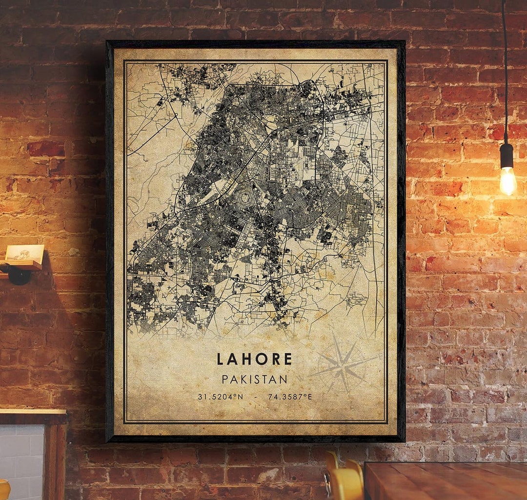 Lahore Map Print Lahore Map Lahore Pakistan Map Art Lahore City Road ...