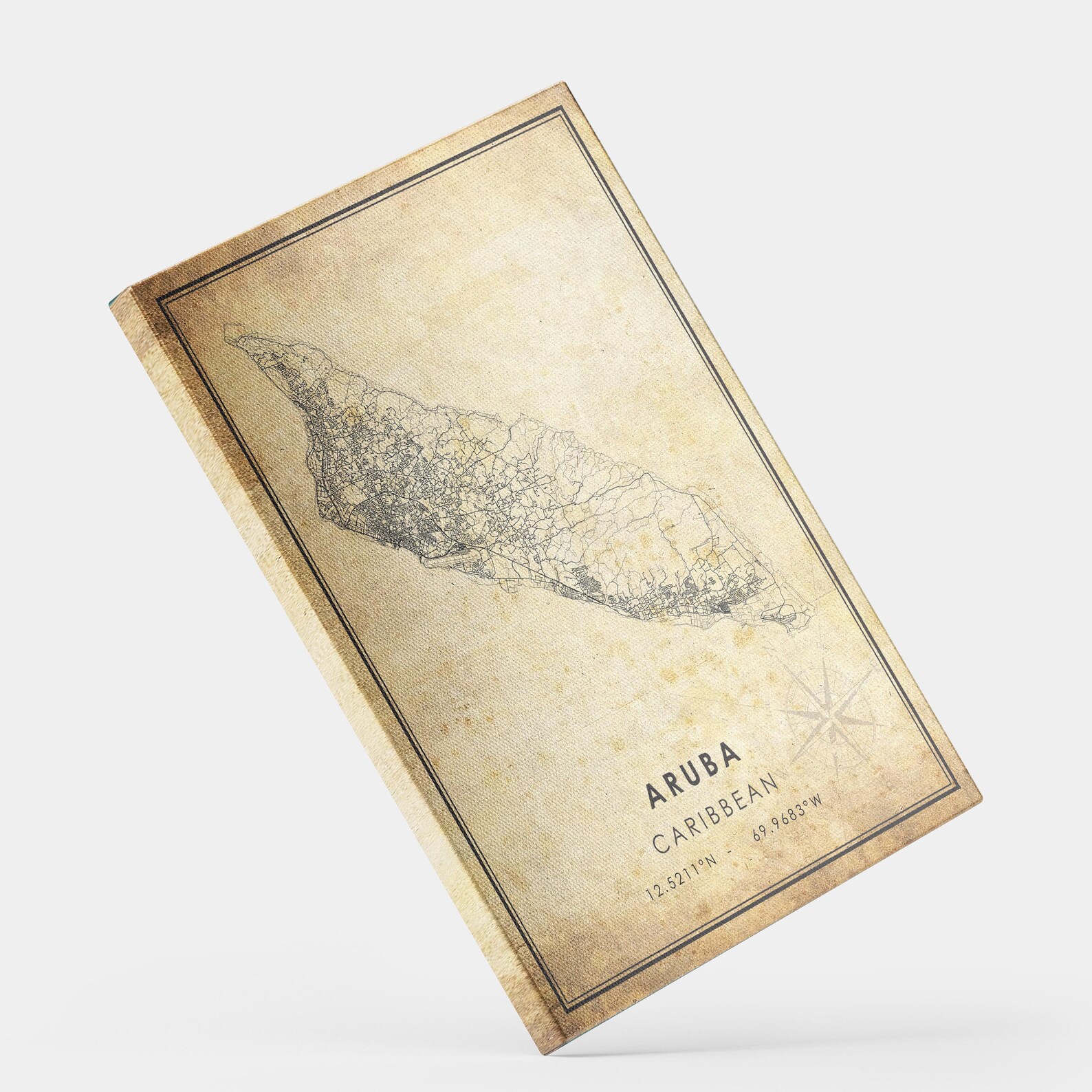 Aruba Vintage Map Print | Aruba Map | Caribbean Map Art | Aruba City ...