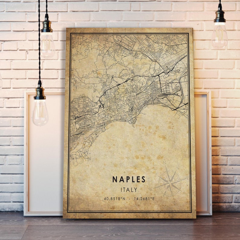 Naples Vintage Map Print Naples Map Italy Map Art Naples - Etsy