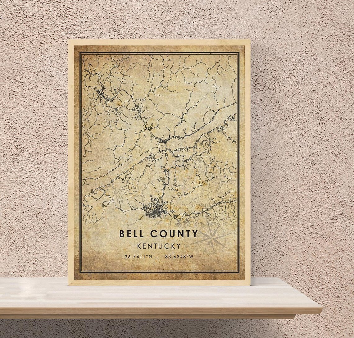 Bell County Map Print Bell County Map Kentucky Map Art | Etsy
