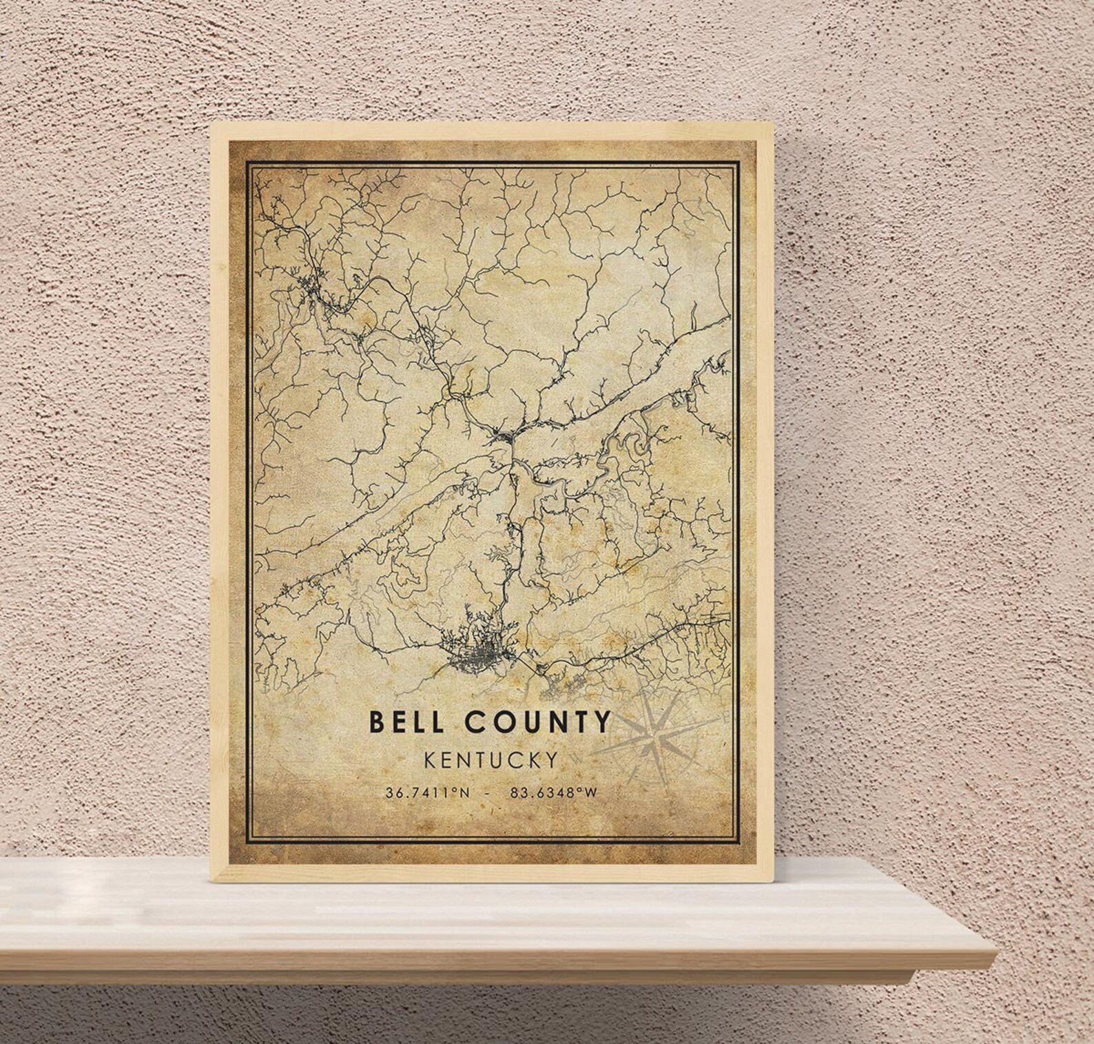 Bell County Map Print Bell County Map Kentucky Map Art | Etsy