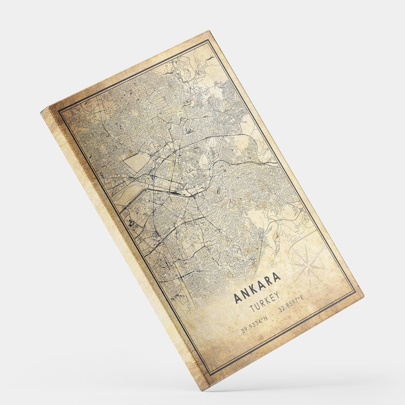Ankara Vintage Map Print | Ankara Map | Turkey Map Art | Ankara City ...