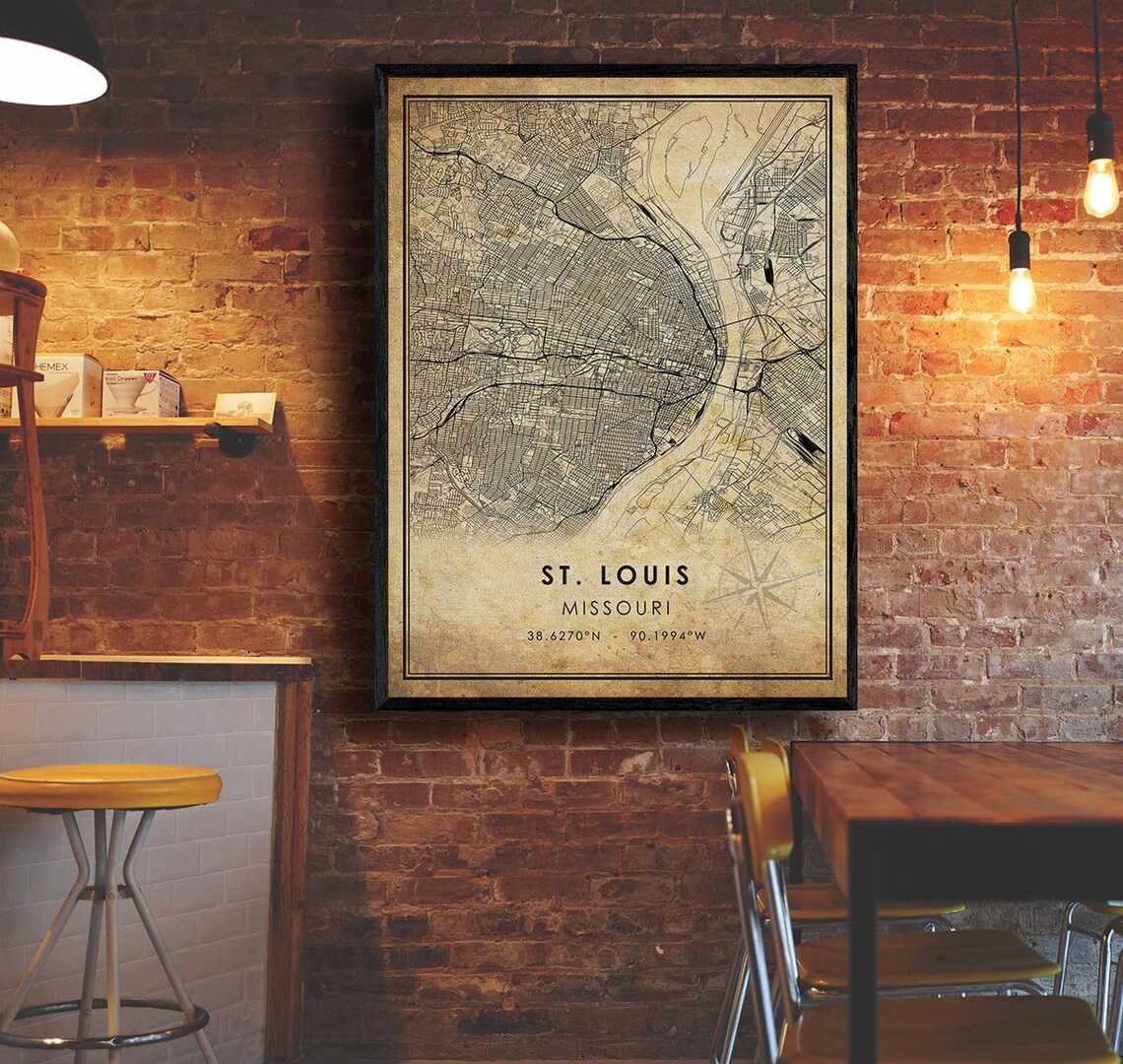 St. Louis Vintage Map Print St. Louis Map Missouri Map Art - Etsy