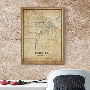 Hannibal Map Print Hannibal Map Missouri Map Art | Etsy