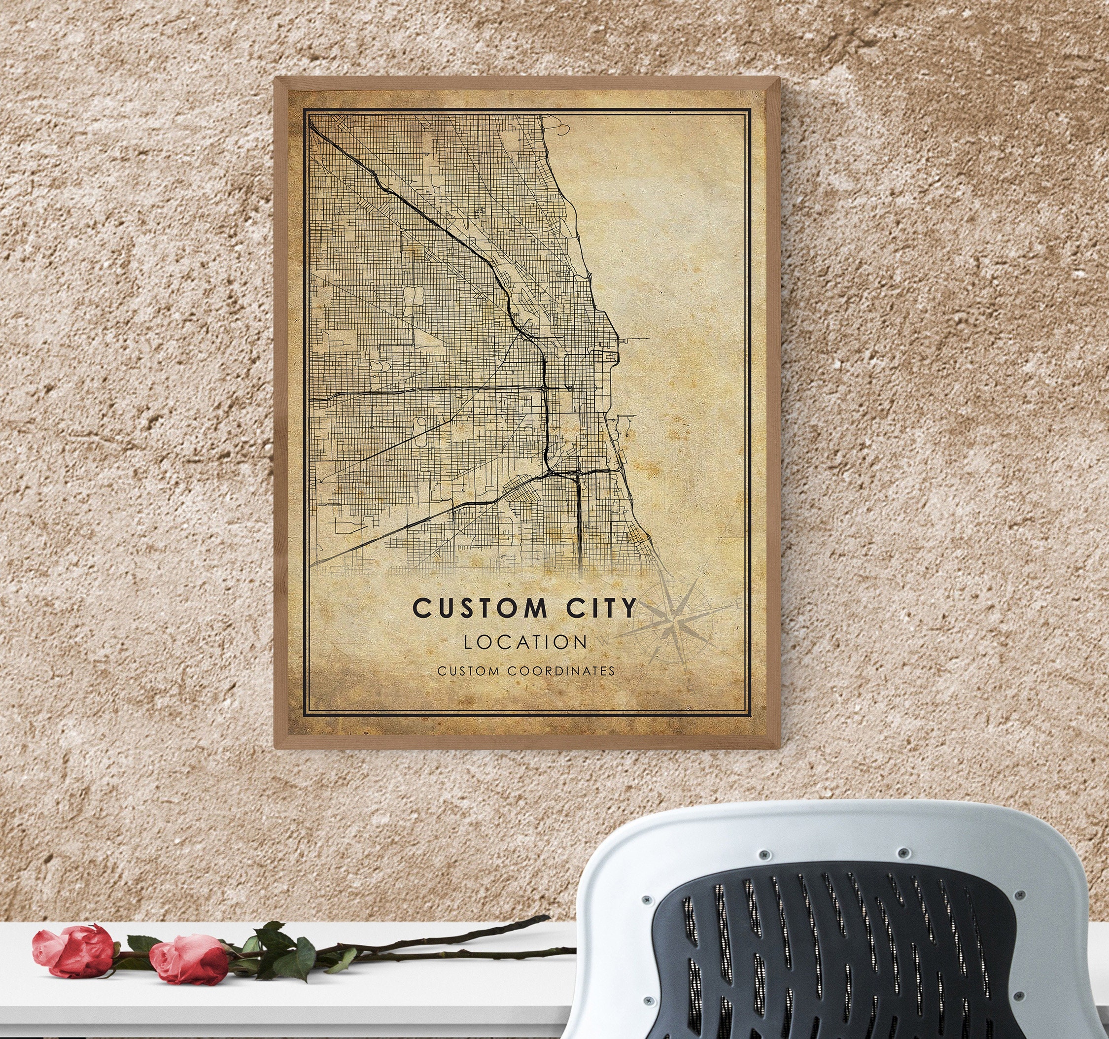 Custom City Vintage Map Print Custom Map Custom Map Art - Etsy