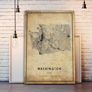 Washington Vintage Map Print | Washington Map | State Map Art ...