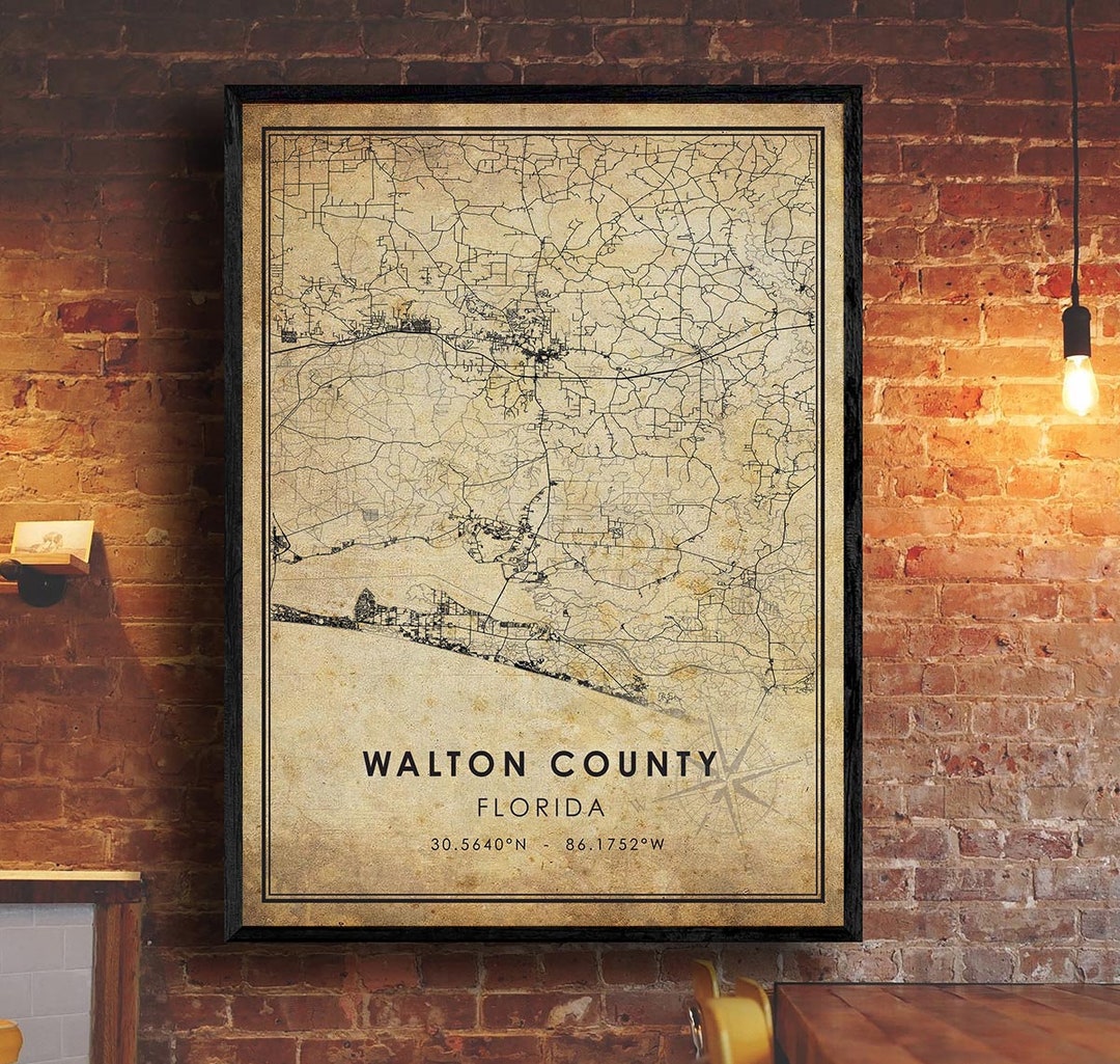 Walton County Map Print Walton County Map Walton County Map Art Walton ...