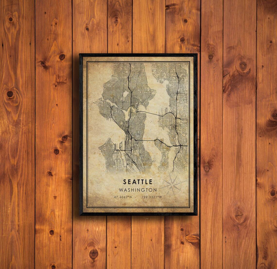 Seattle Vintage Map Print Seattle Map Washington Map Art - Etsy