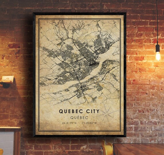 Quebec City Vintage Map Print Quebec City Map Canada Map | Etsy