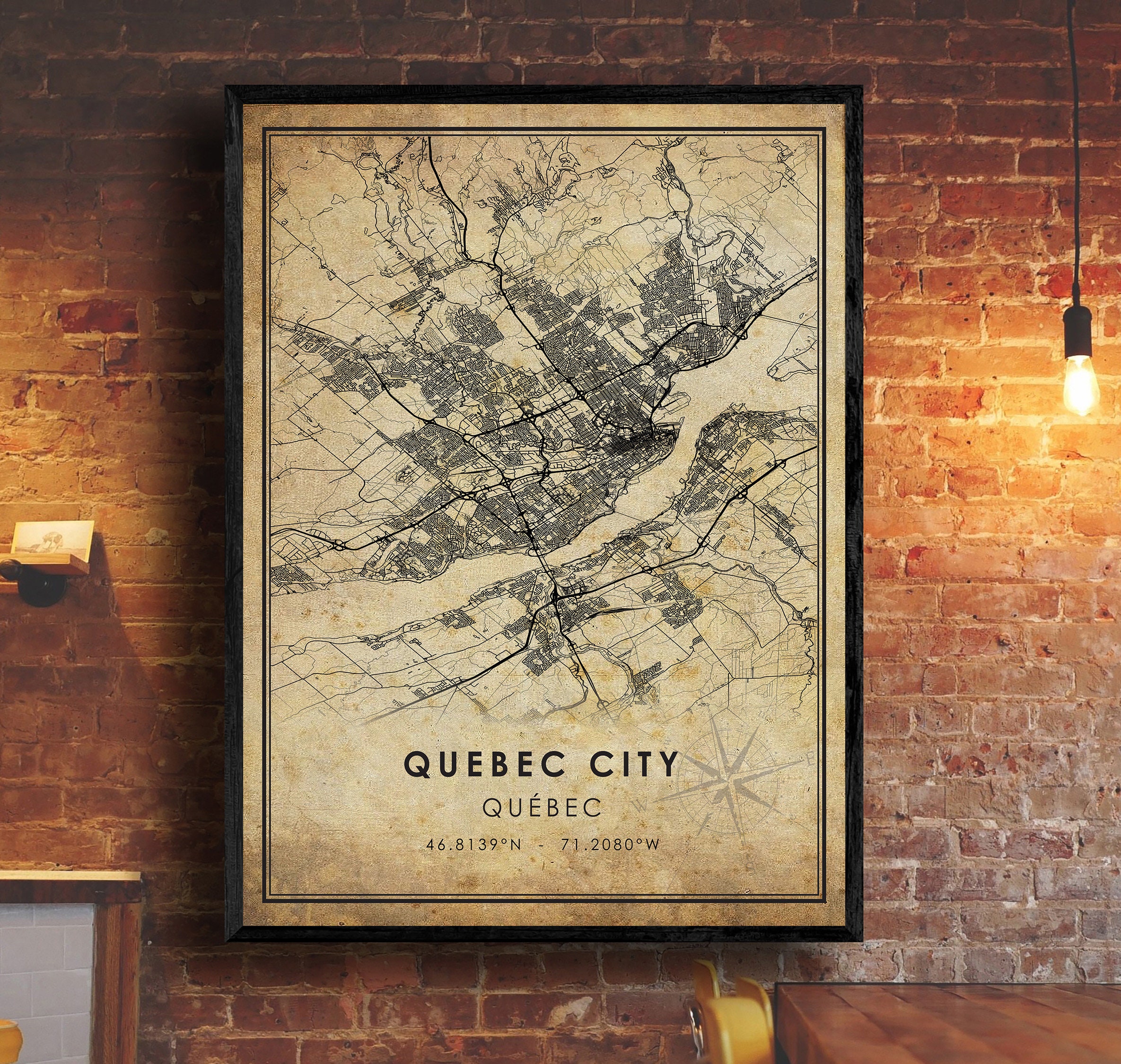 Quebec City Vintage Map Print Quebec City Map Canada Map - Etsy