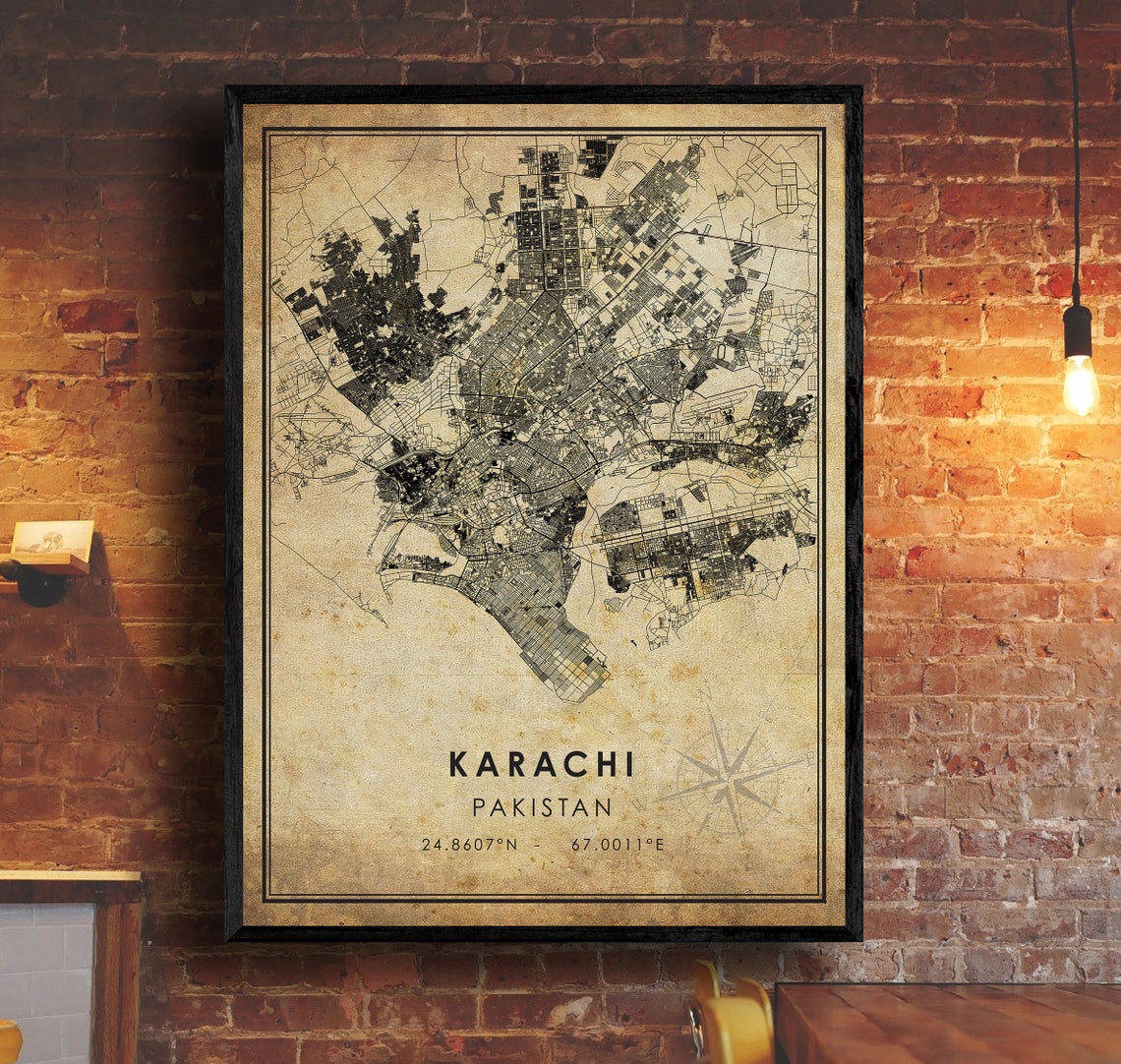 Karachi Vintage Map Print Karachi Map Pakistan Map Art | Etsy