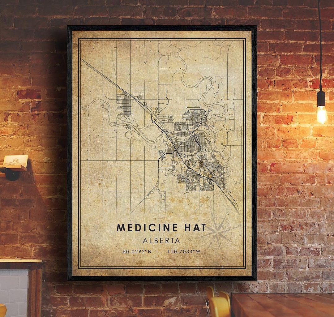 Medicine Hat Map Print | Medicine Hat Map | Alberta Map Art | Medicine ...
