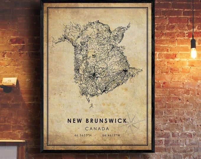 New Brunswick Cities Typography Map Print | Handmade | New Brunswick ...