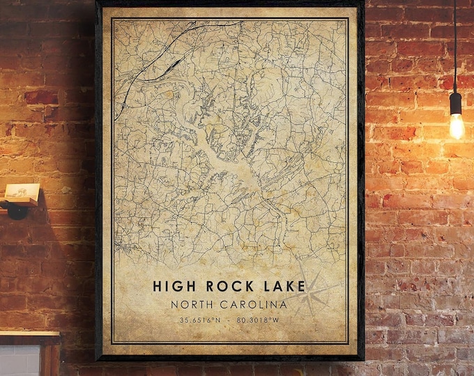 High Rock Lake NC Street Map Print Acrylic Glass High Rock Lake City ...