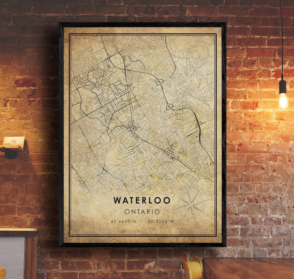 Waterloo Vintage Map Print Waterloo Ontario Map Waterloo | Etsy