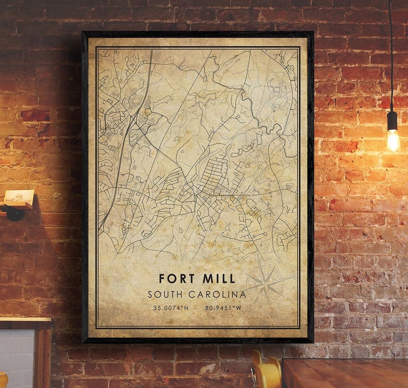 Fort Mill Map Print Fort Mill Map South Carolina Map Art | Etsy