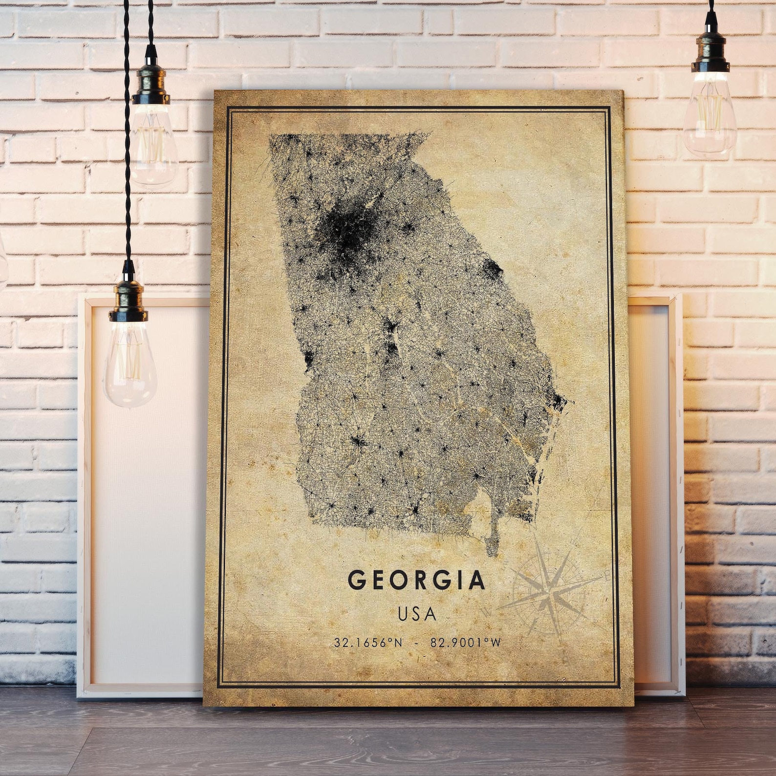 Georgia Vintage Map Print Georgia Map State Map Art - Etsy