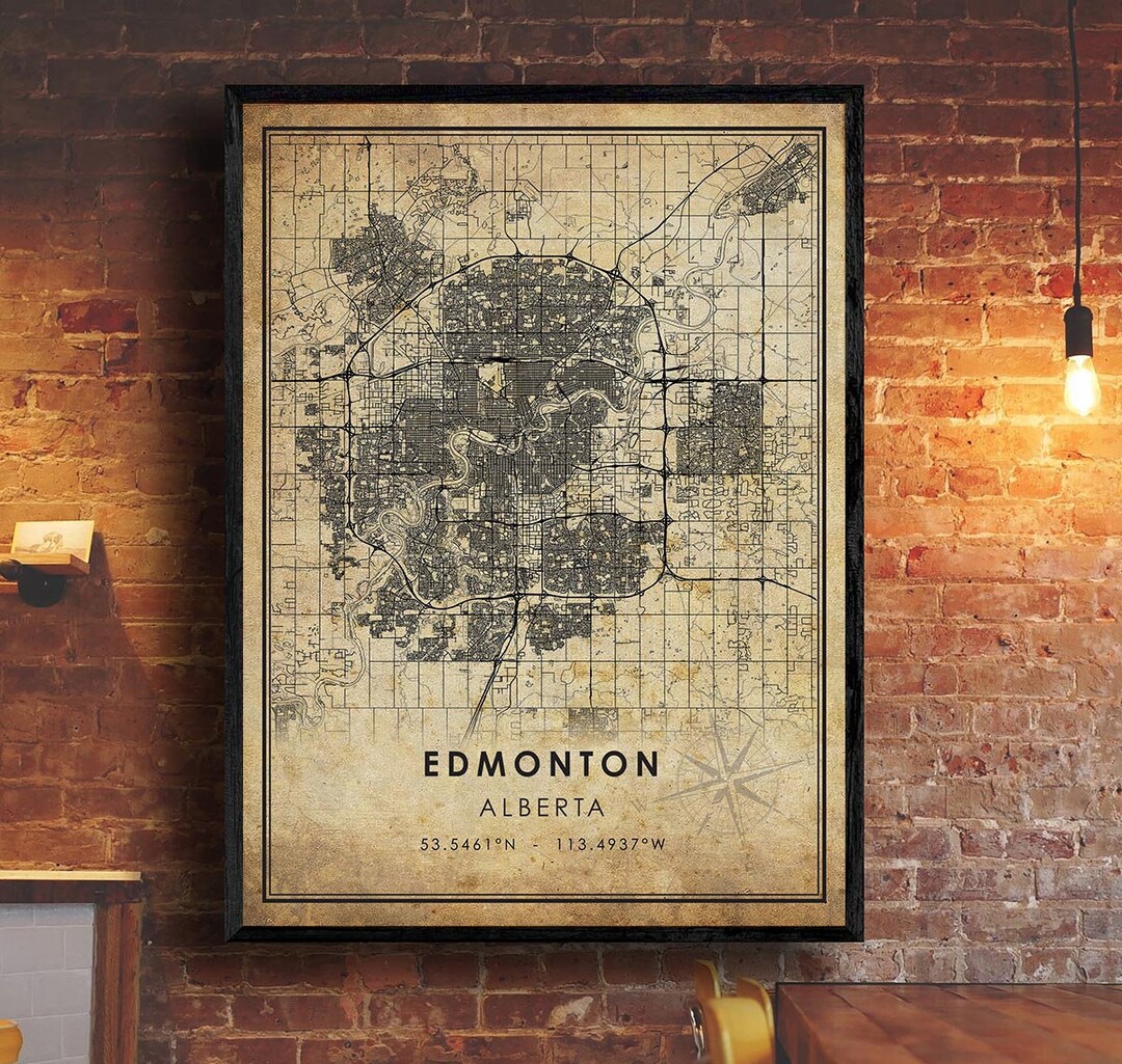 Edmonton Vintage Map Print | Edmonton Map | Alberta Map Art | Edmonton ...