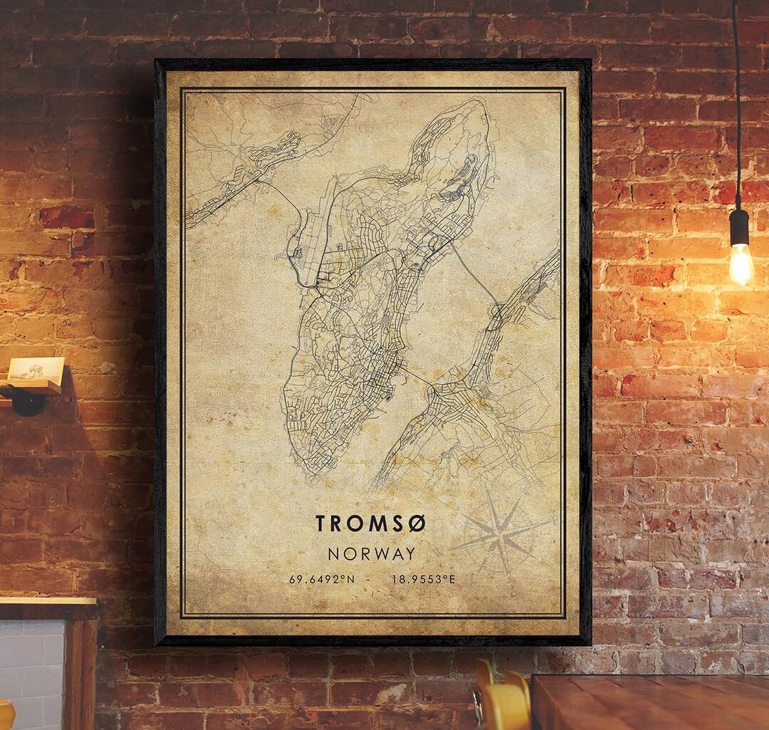 Tromso Map Print | Tromso Map | Norway Map Art | Tromso City Road Map ...