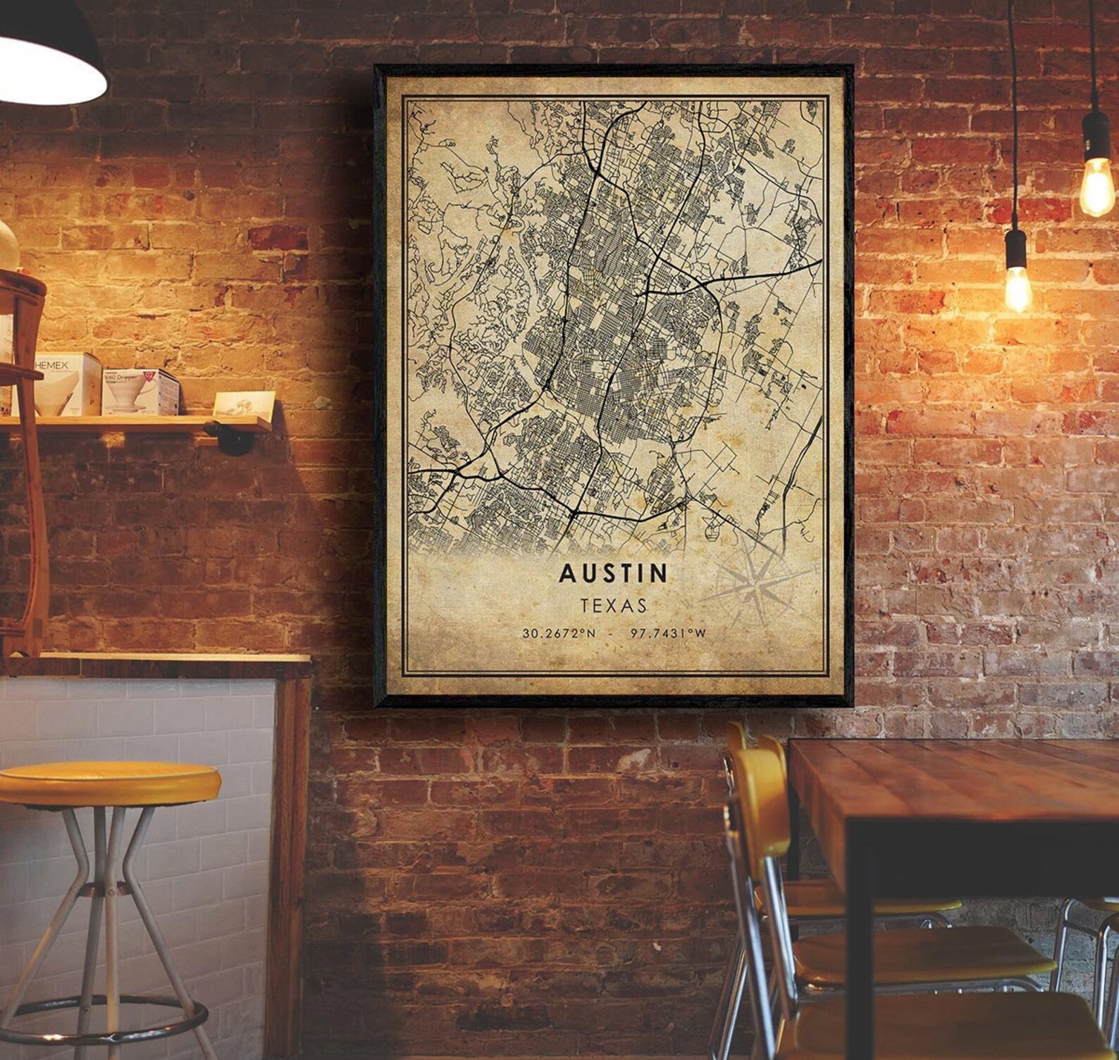 Austin Vintage Map Print Austin Map Texas Map Art Austin - Etsy