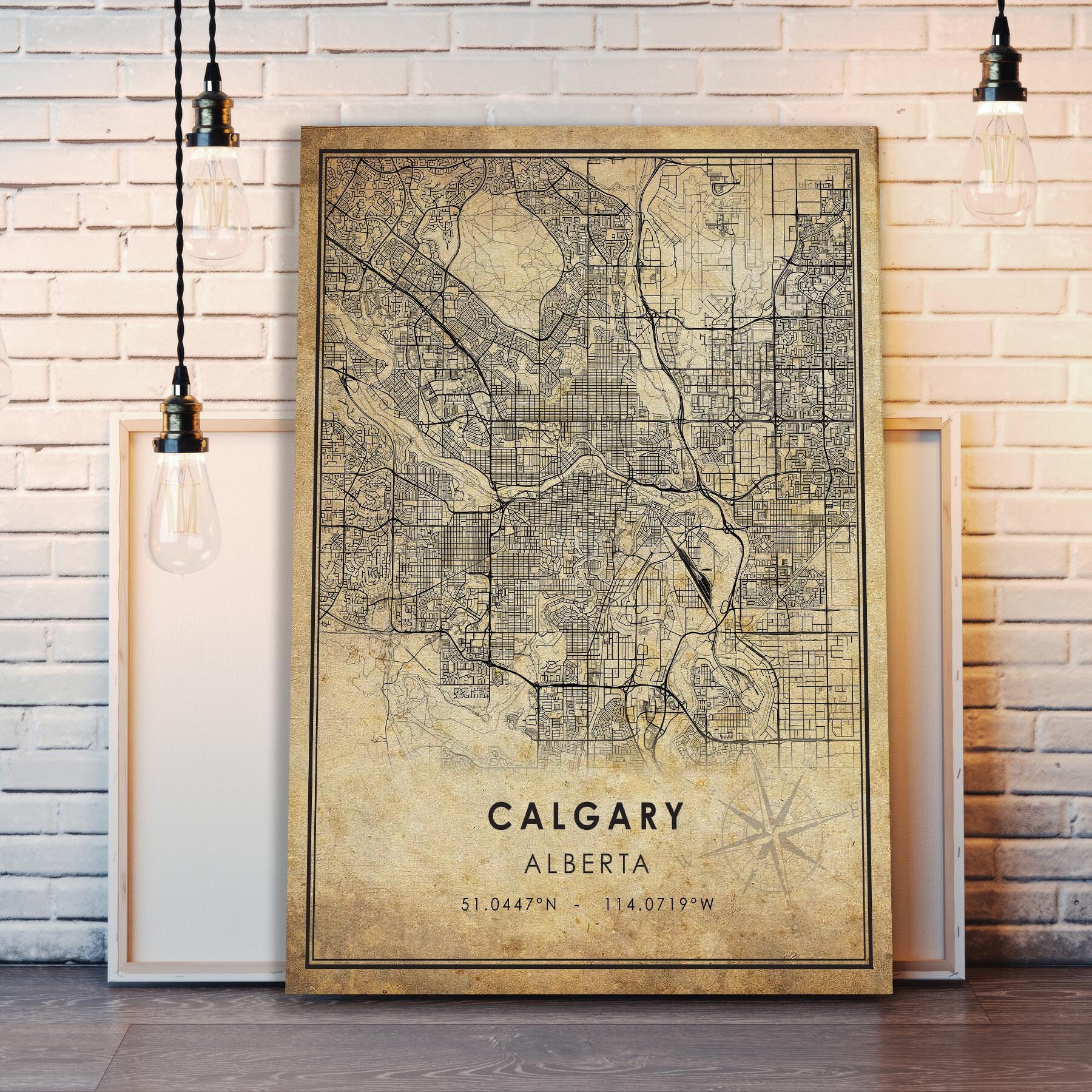 Calgary Vintage Map Print Calgary Map Canada Map Art - Etsy