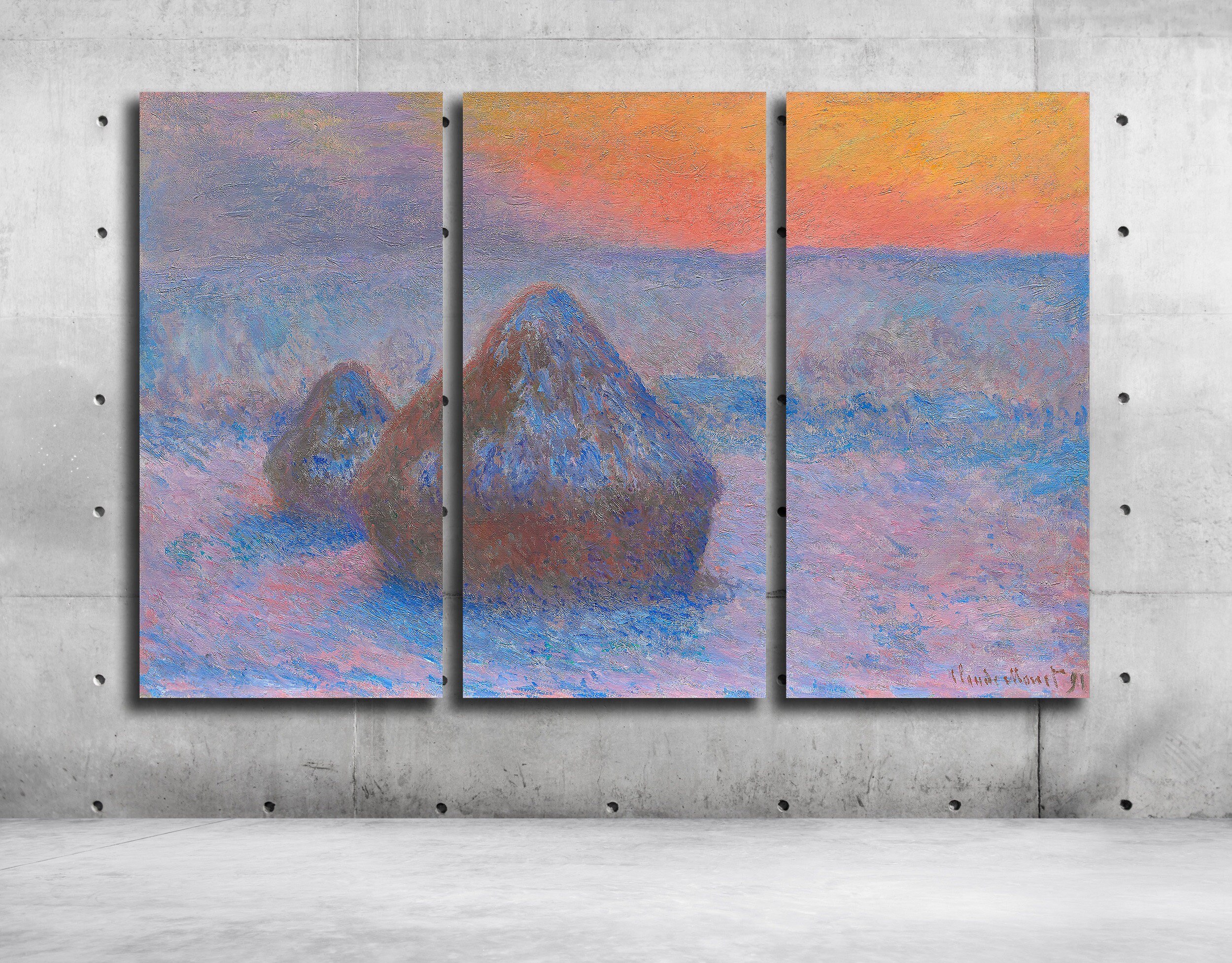 Stacks of Wheat Sunset Snow Effect 18901891 Claude Monet - Etsy