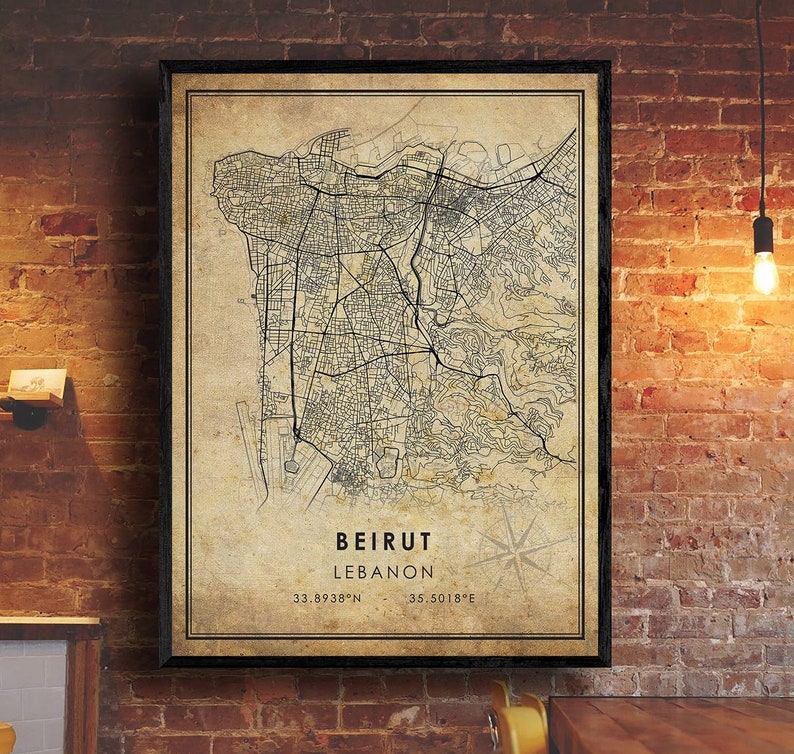 Beirut Map Print Beirut Map Lebanon Map Art Beirut City - Etsy