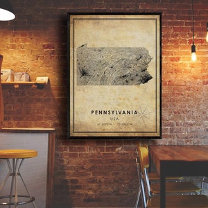 Pennsylvania Vintage Map Print | Pennsylvania Map | USA Map Art ...