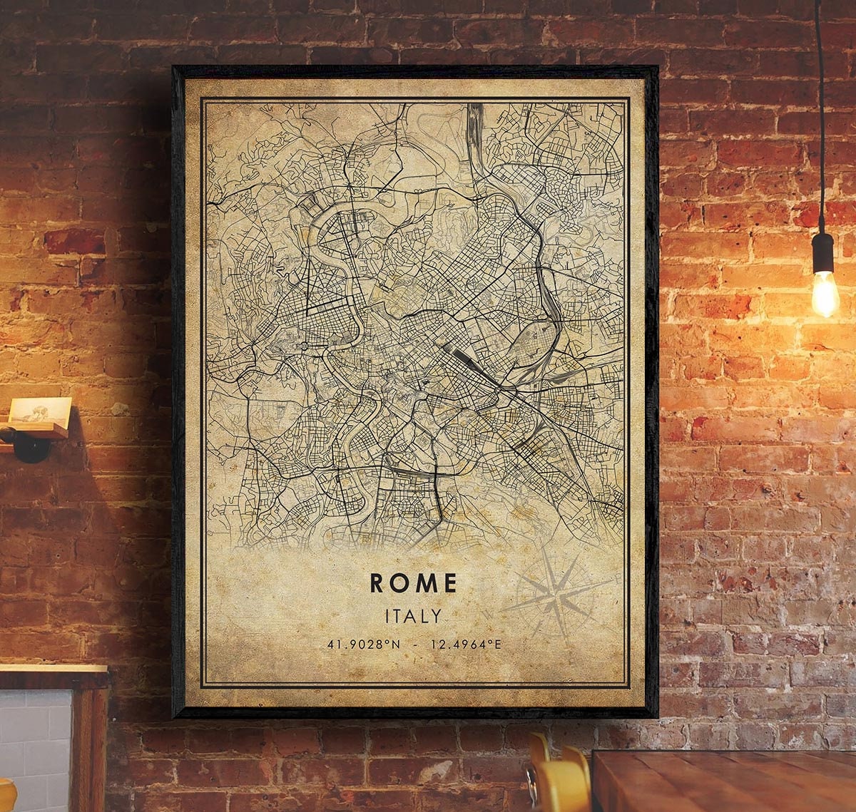 Rome Vintage Map Print Rome Map Italy Map Art Rome City - Etsy