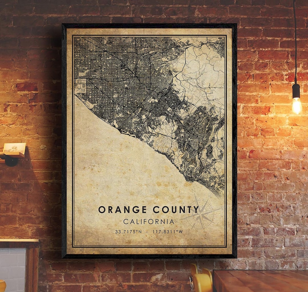 Orange County Map Print | Orange County Map | California Map Art ...