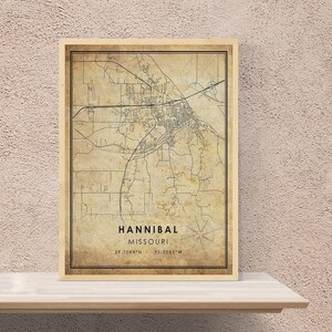 Hannibal Map Print Hannibal Map Missouri Map Art | Etsy